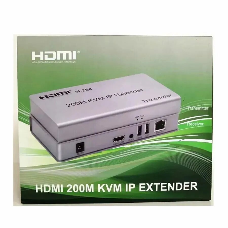 Удлинитель HDMI+USB до 200 м. KVM extender RJ45-HDMI