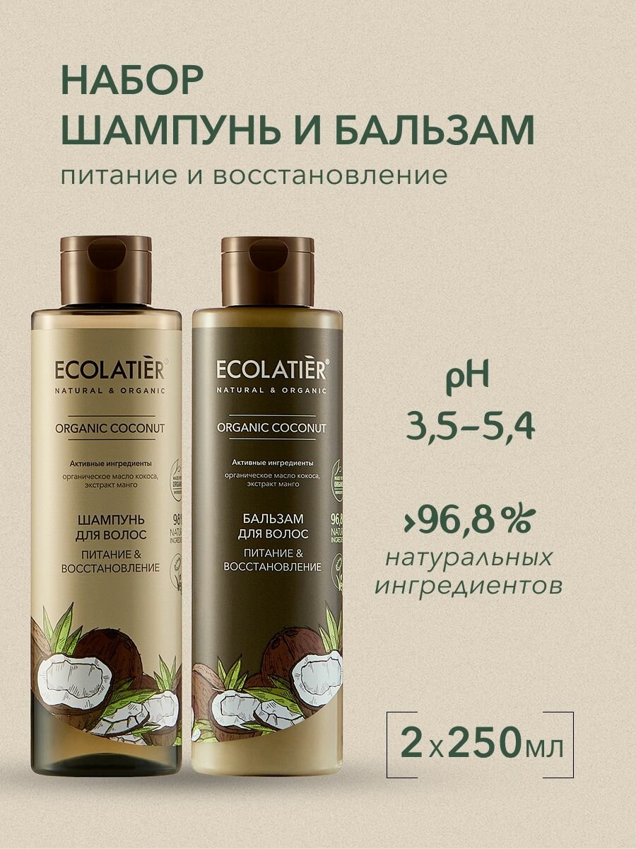 / Шампунь и Бальзам для волос Питание и Восстановление, 2 шт. по 250 мл шампунь бальзам для волос питание восстановление уход