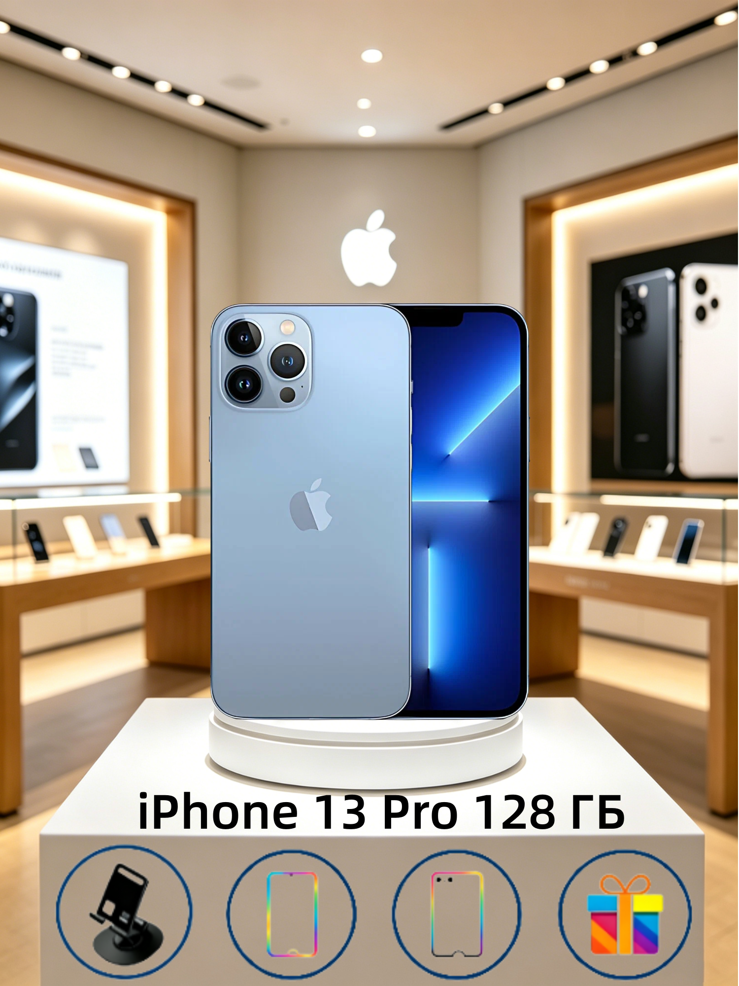Смартфон Apple iPhone 13 Pro, 128 ГБ, цвет Сьерра-Блю, экран 6,1 дюйма, чип A15 Bionic, 5G