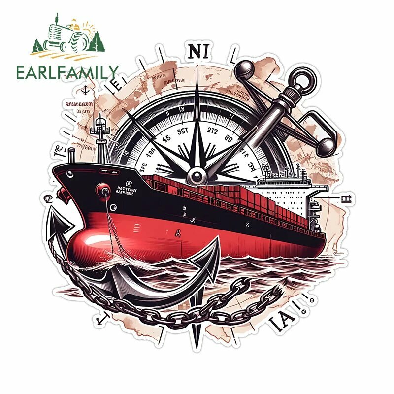 Наклейка на авто с компасом и якорем EARLFAMILY, ПВХ