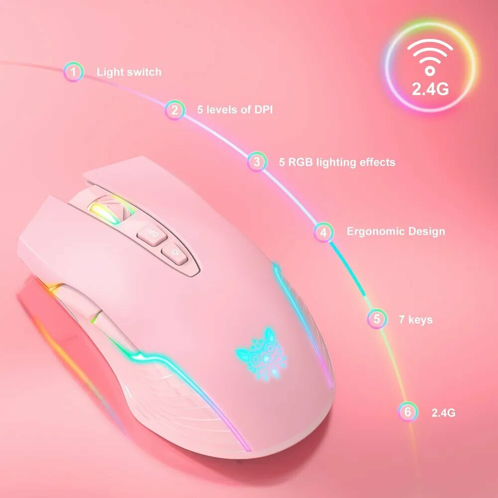 Мышь ONIKUMA CW905, беспроводная, с подсветкой, 5 уровней DPI, до 48 ч работы