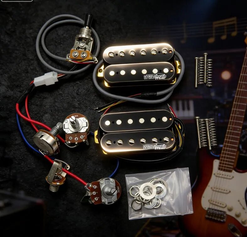 Звукосниматели Wilkinson Humbucker для гитары Gibson LP 4C с проводным жгутом 2V1T/2V2T.