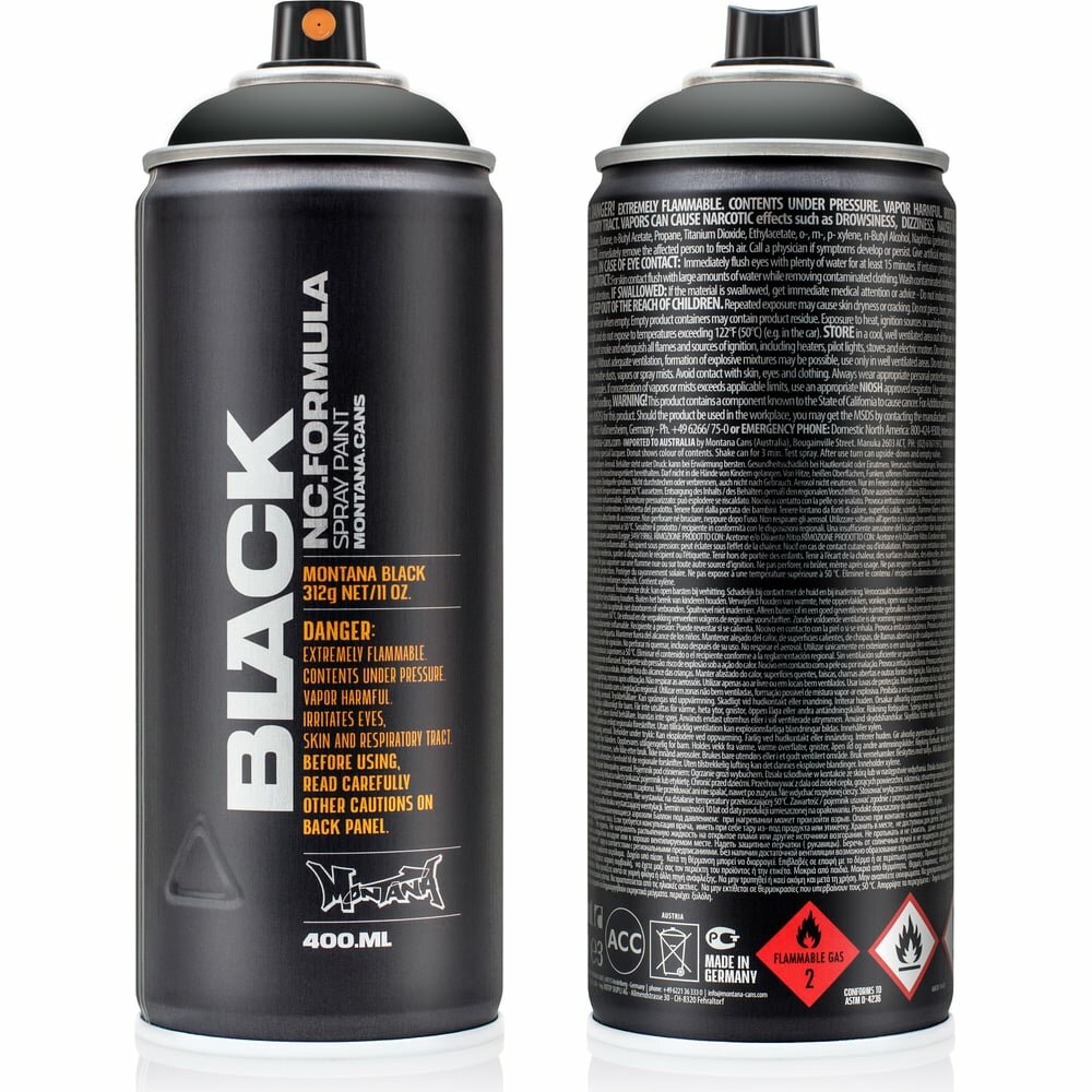 Краска MONTANA BLACK черная, 0.4 л 9001 BLK