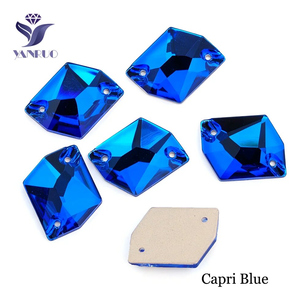 Стразы YANRUO 3265, 11x14 мм, Синий Capri Blue, 56 шт