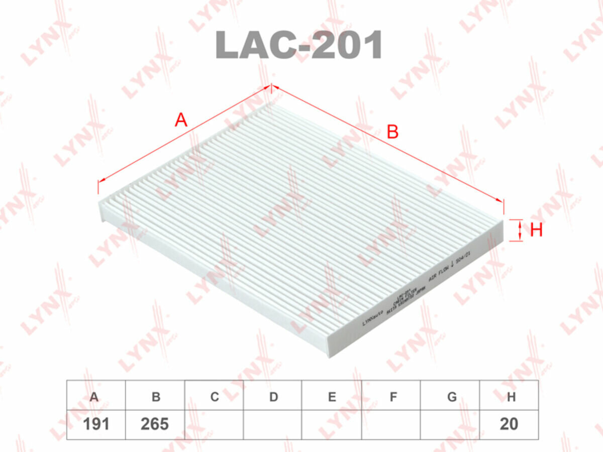 Lac-201 Фильтр Салонный Lynxauto (LYNX LAC-201)