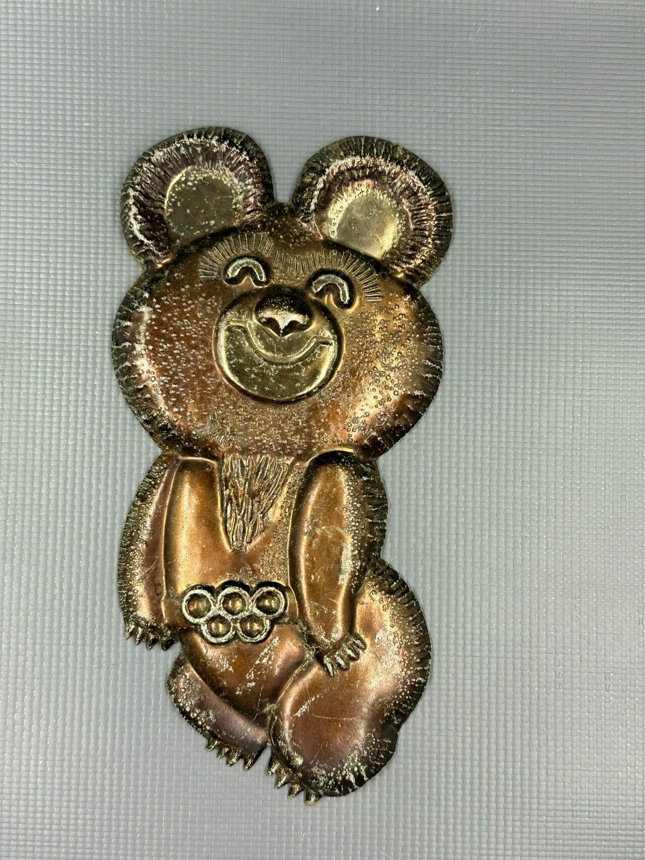 Панно Настенное "Олимпийский Мишка" Силумин СССР 17 см Винтаж!
