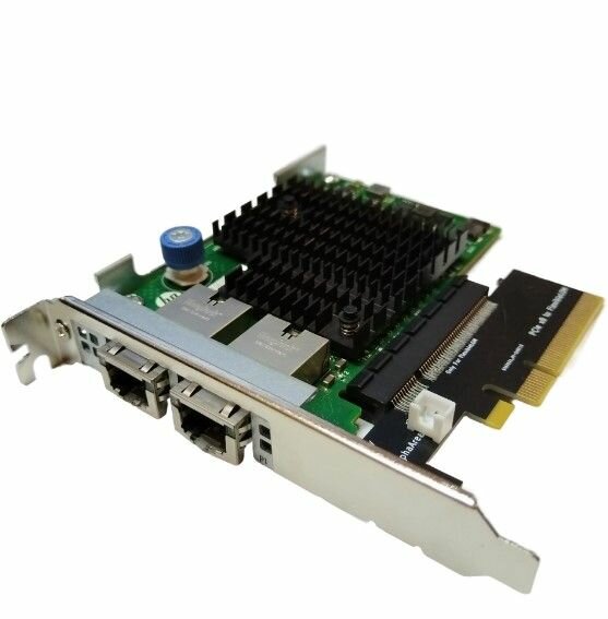 HP 561FLR-T + переходник ( брендированная Intel X540-T2 ) 2-портовая 10-гигабитная сетевая карта для компьютеров и серверов PCI-E x8, содержит 2 разъёма RJ45 10 Gbit