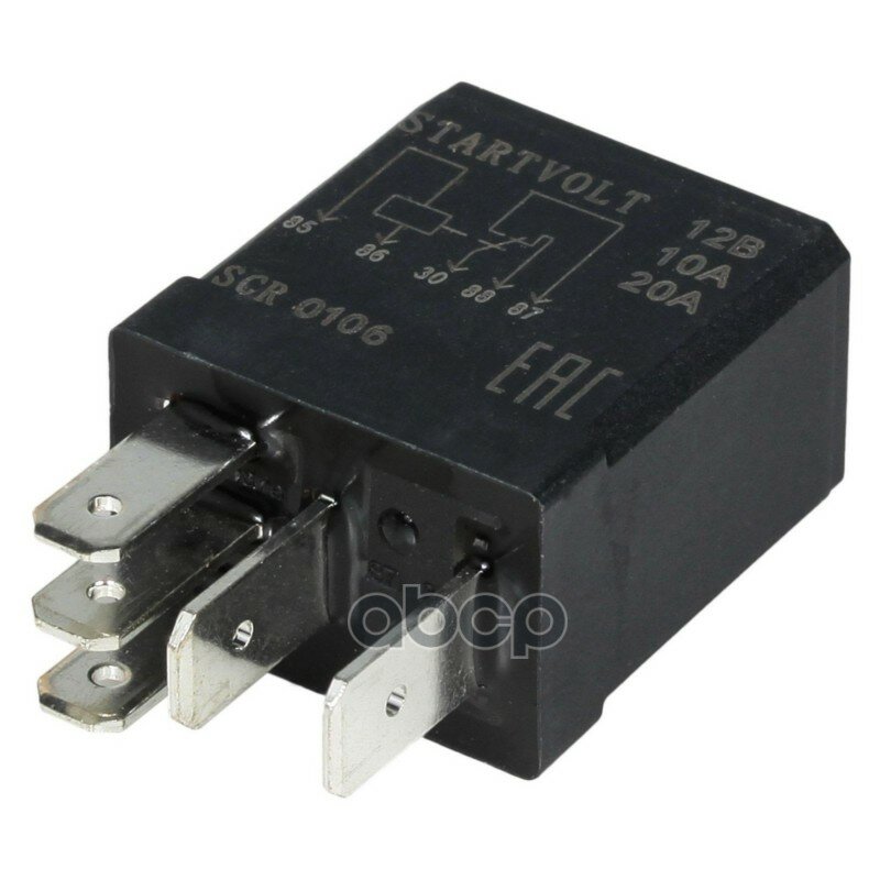 Реле автомобильное 5 конт. 12V 10/20A (без резистора) универсал (без резистора) STARTVOLT арт. SCR 0106