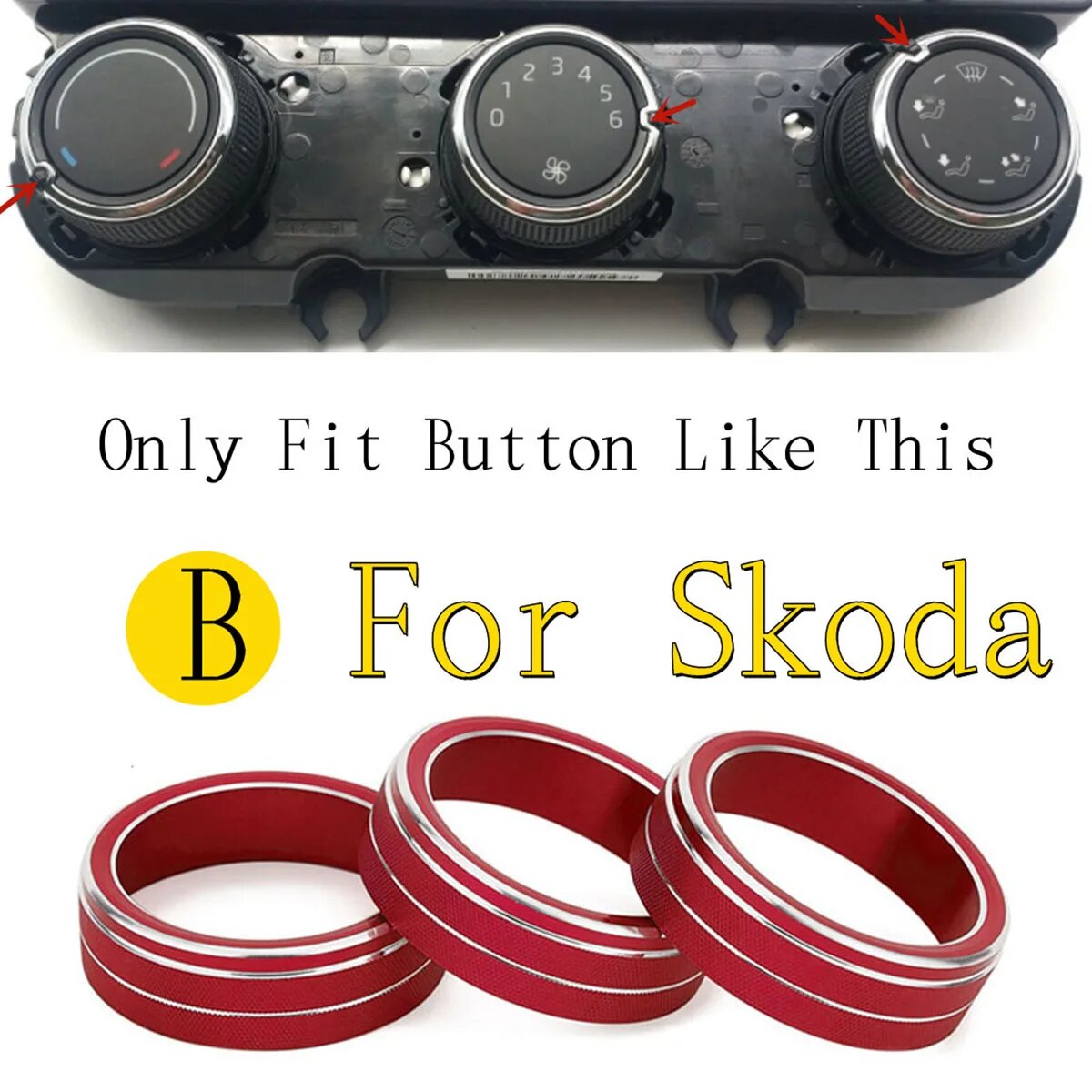 Кольца на ручки кондиционера Red B для Skoda Superb KODIAQ Octavia A7