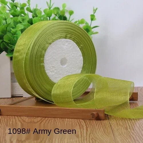 Лента органза Army Green 40 мм, 50 ярдов