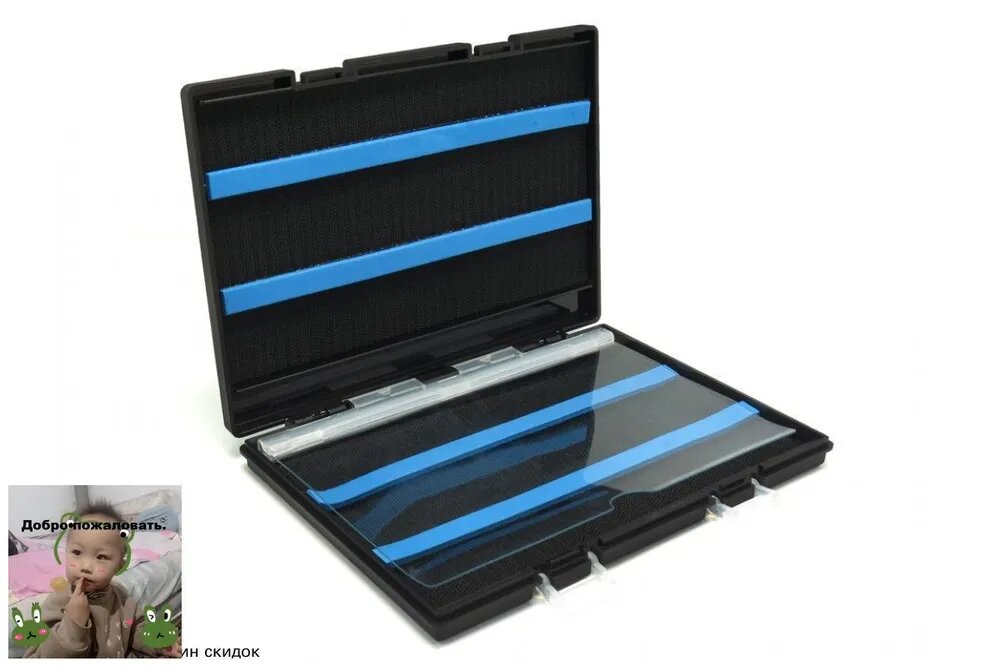 Коробка для микроблесен DREAM BOX Black, 200x150x20 мм, пластик, 4 отд.