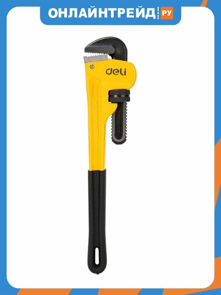 Ключ разводной Deli Tools DL018 A18" Длина: 450 мм. Регулируемый размер зажима: 0-55 мм. Кованая специальная инструментальная сталь. Хромированная отделка.