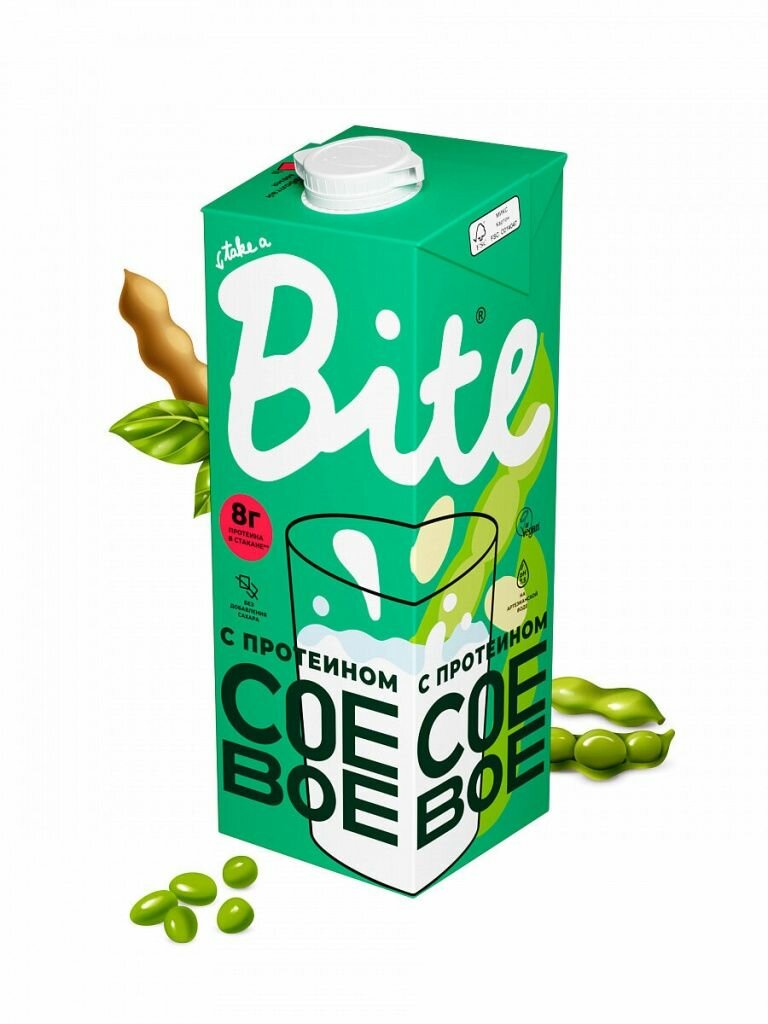 Растительный напиток Bite Соевое 1л vegan, без лактозы, постное, пп, без сахара