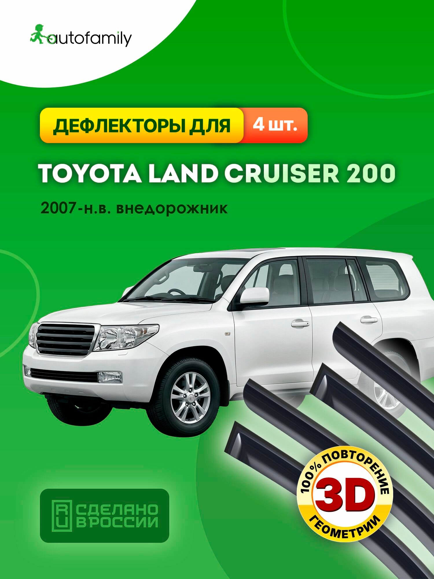 Дефлекторы окон для TOYOTA LAND CRUISER 200 2007-н. в. внедорожник 5 дв. REIN 4 шт. / Тойота Ленд крузер