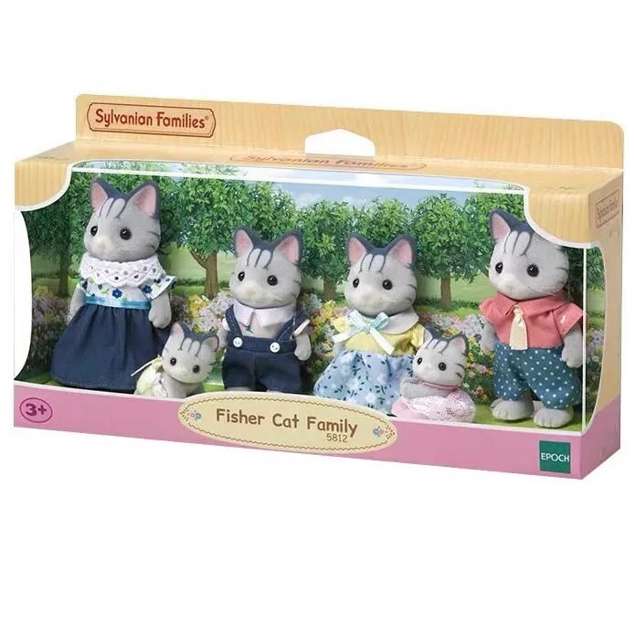 Sylvanian Families Набор "Кошачья семья" (Fisher Cat Family), 6 фигурок, розовый
