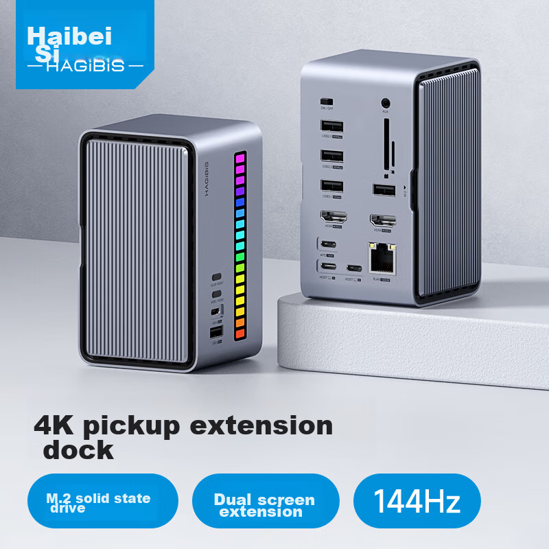 Hagibis Настольная док-станция 4K 60 Гц HDMI Thunderbolt 4 совместимость с Apple MacBook Цвет：Про версия Темно-серый