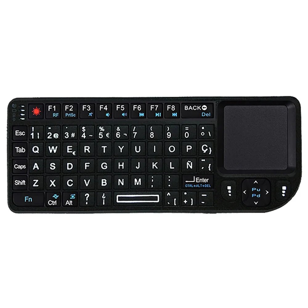 MRSVI Мини беспроводная клавиатура с пультом 2.4ГГц 7-colour backlight, Spanish