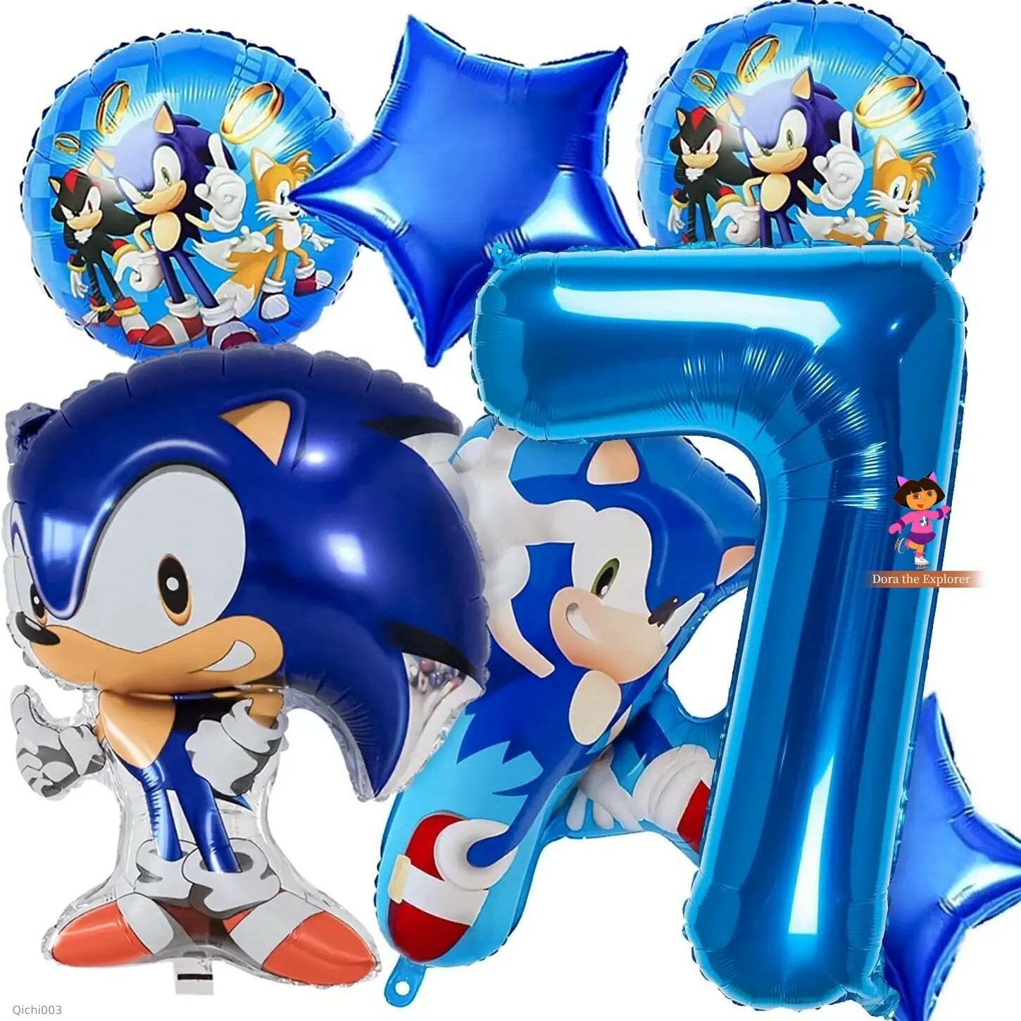 Готовый набор для дня рождения (Соник) (Sonic) Украшение в стиле видеоигры.