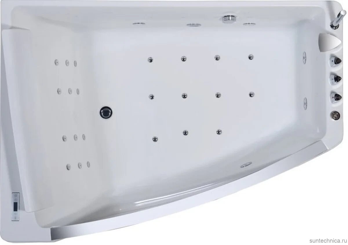 Акриловая ванна Orans BT-65109 L 170x120 см, угловая, левая, пристенная, с гидромассажем, белая, асимметричная, с каркасом, для двоих, со сливом-переливом, с подсветкой, с подголовником
