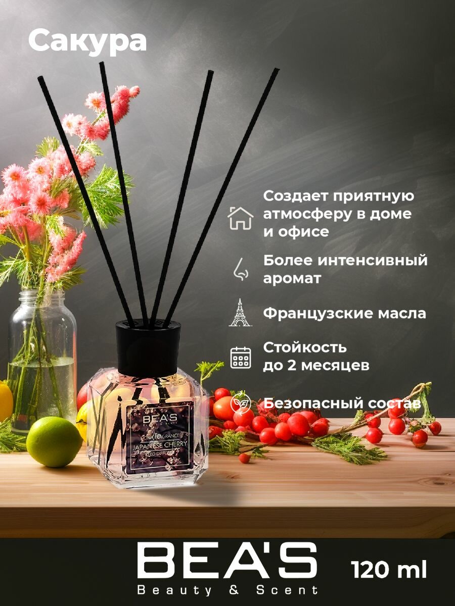 Диффузор для дома Сакура ароматизатор с палочками 120 мл