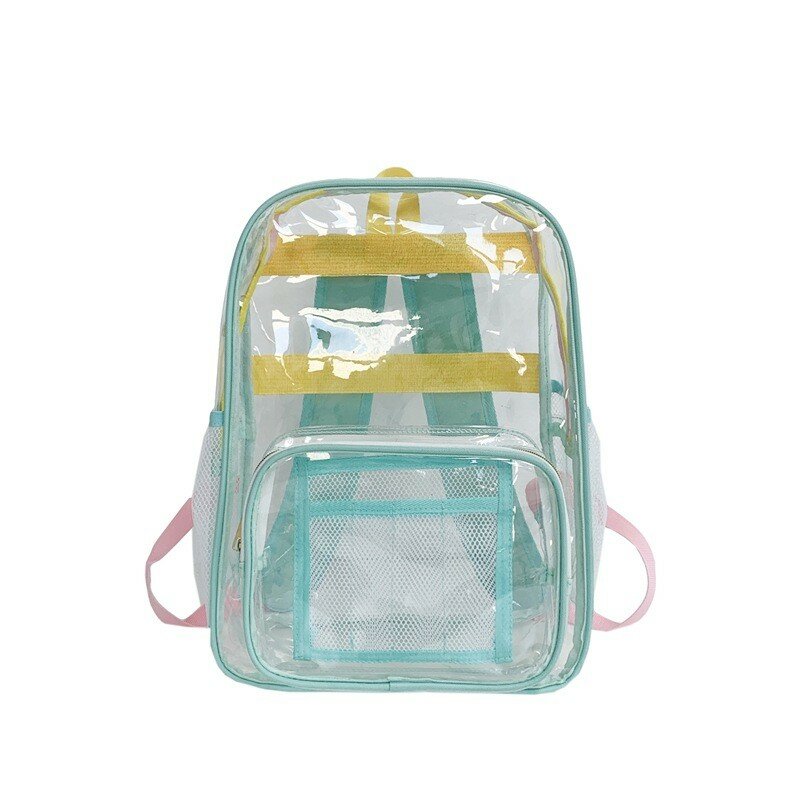 Kids and adults pvc clear daypack with waterproof material for travel and daily activities, green