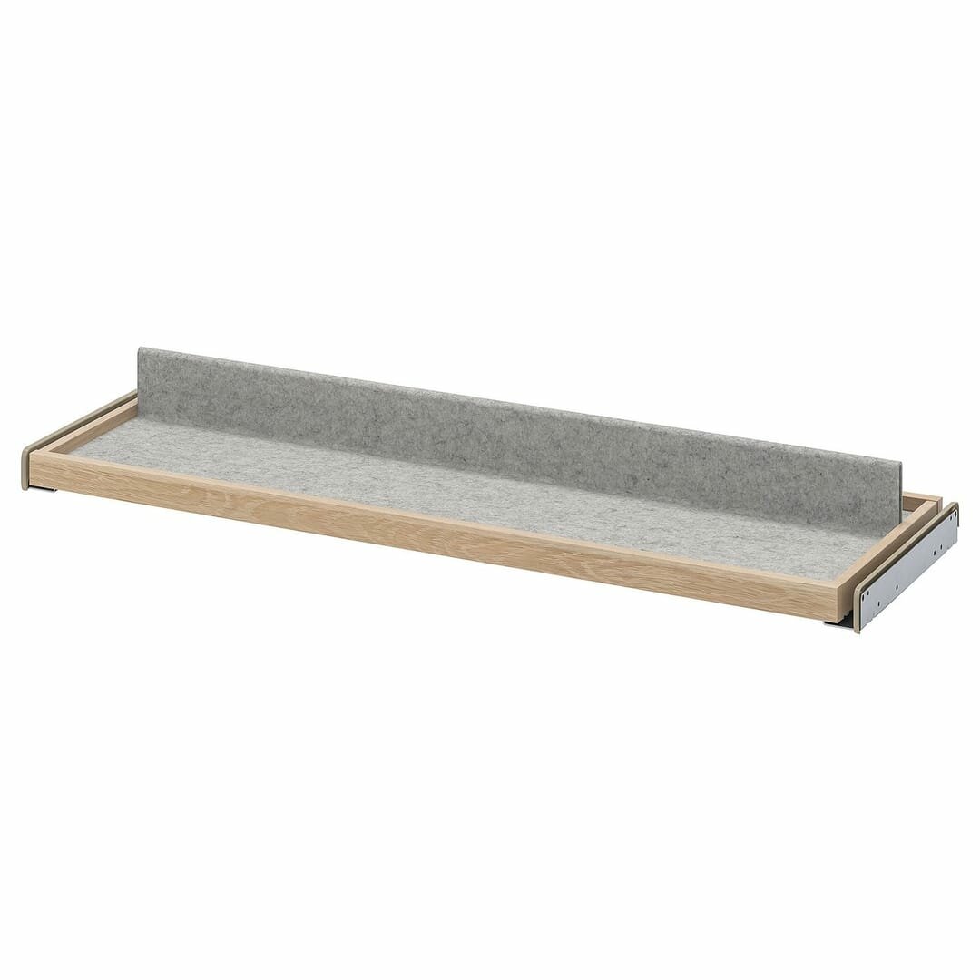 Выдвижной лоток для обуви IKEA KOMPLEMENT, 100x35 см, имитация дуба выбеленная/светло-серый 693.321.15