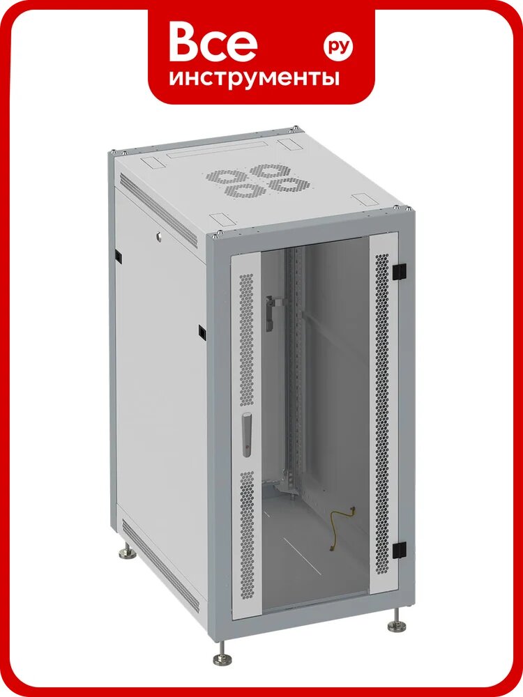 Монтажный напольный шкаф SYSMATRIX, 42U 600х600х2000 передняя дверь-стекло, задняя сплошная