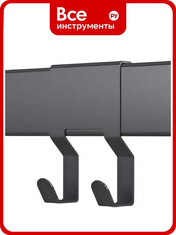 Двойной крючок MAKMART 70 мм, отделка черный бархат, матовый RS.2A.3023.9005, металлическое крепление на рейлинг