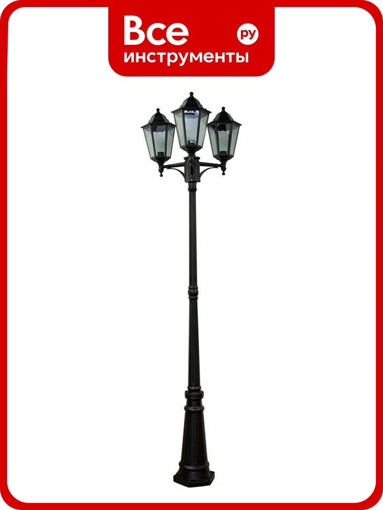 Садово-парковый светильник FERON 3*100W 230V E27 черный, 6215 11080