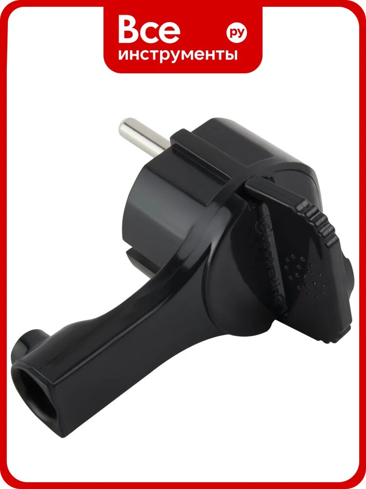Угловая плоская вилка за шкаф с/з, 16А, черная, FLAT PLUG Electraline 55045, заземлением