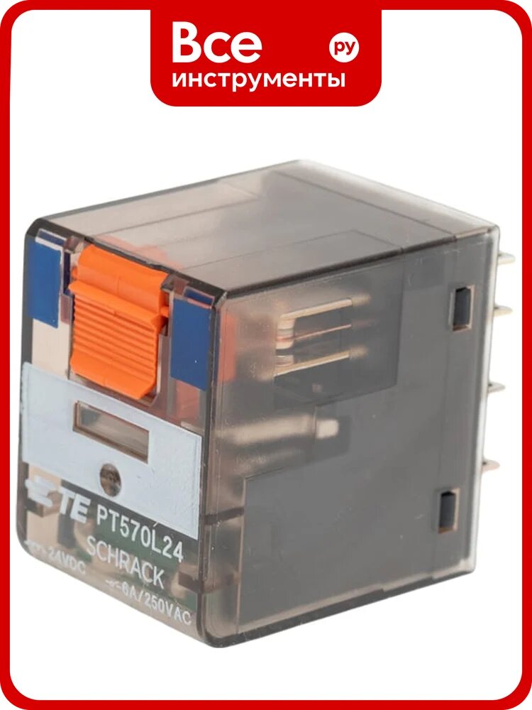 Промежуточное реле Schrack Technik PT, 4 переключающих контакта, 6А, 24VDC+LED артикул Австрия