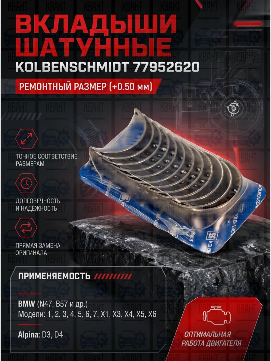Вкладыши шатунные KOLBENSCHMIDT 77952620