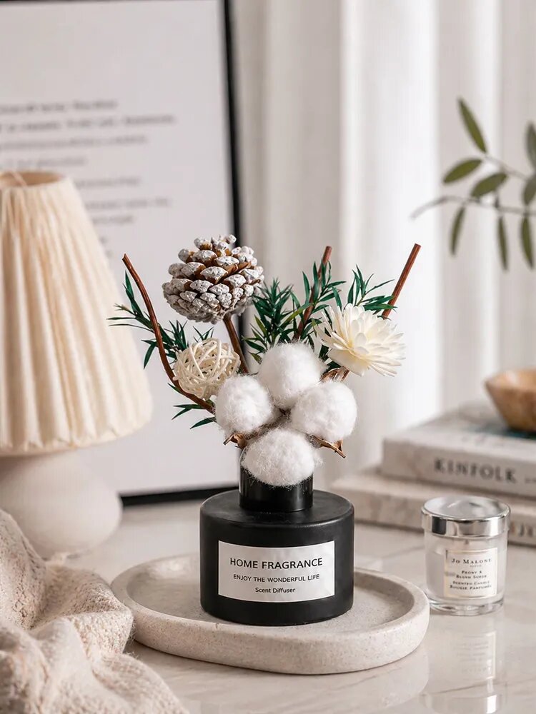 Букет комплимент сухоцветов Trava Decor лагурус, хлопок, гипсофила