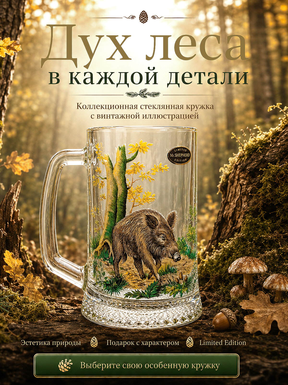 Кружка пивная Mr Shepherd "Кабан", 500мл