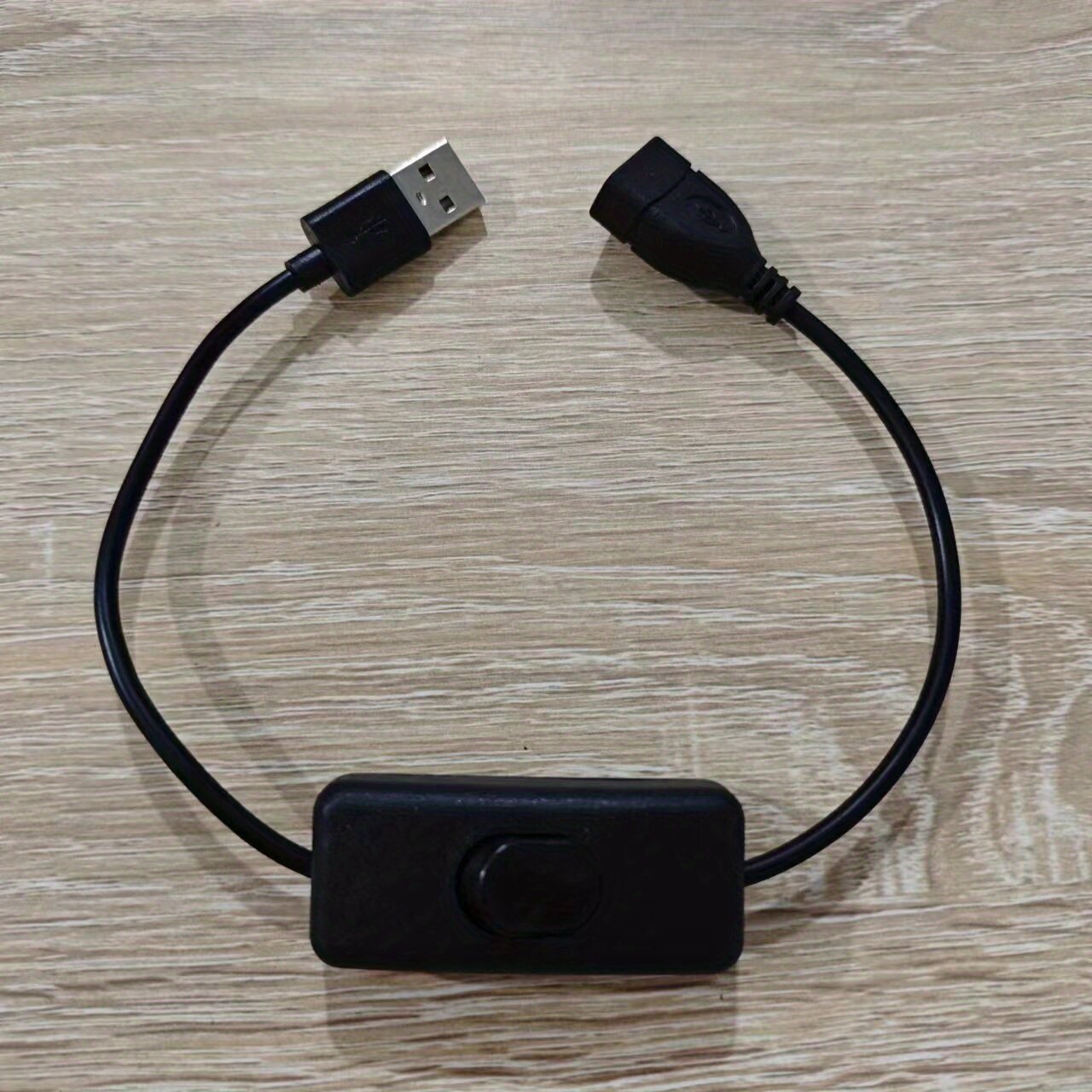 USB-удлинитель с выключателем On/Off, разъем «папа-мама», круглый кабель PVC, черный, до 36V, для LED-ламп, USB-вентиляторов и других устройств