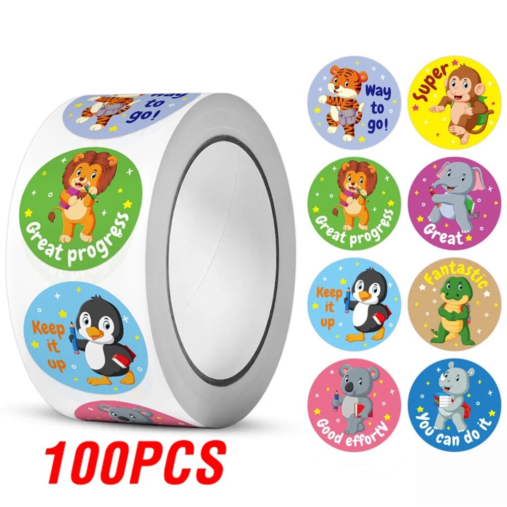 Наклейки с животными 100шт, Цвет: QY2517-100pcs