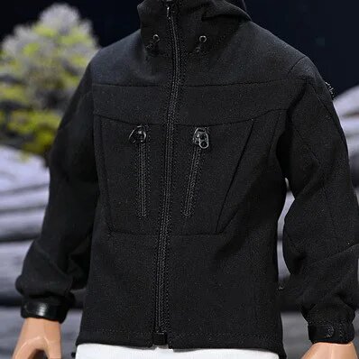 Мужской свитер для фигурок 1/6, черный, Jacket B