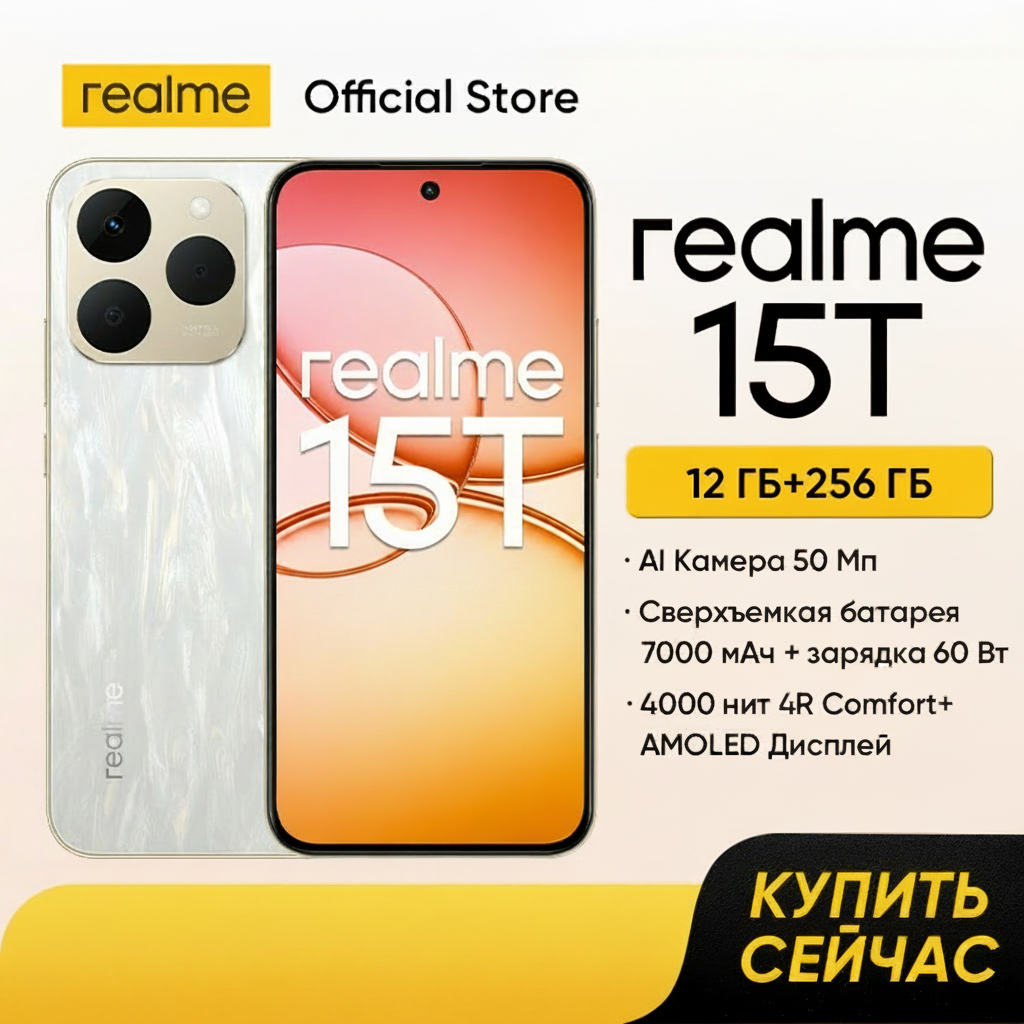Смартфон Realme 15T, 12/256ГБ, global