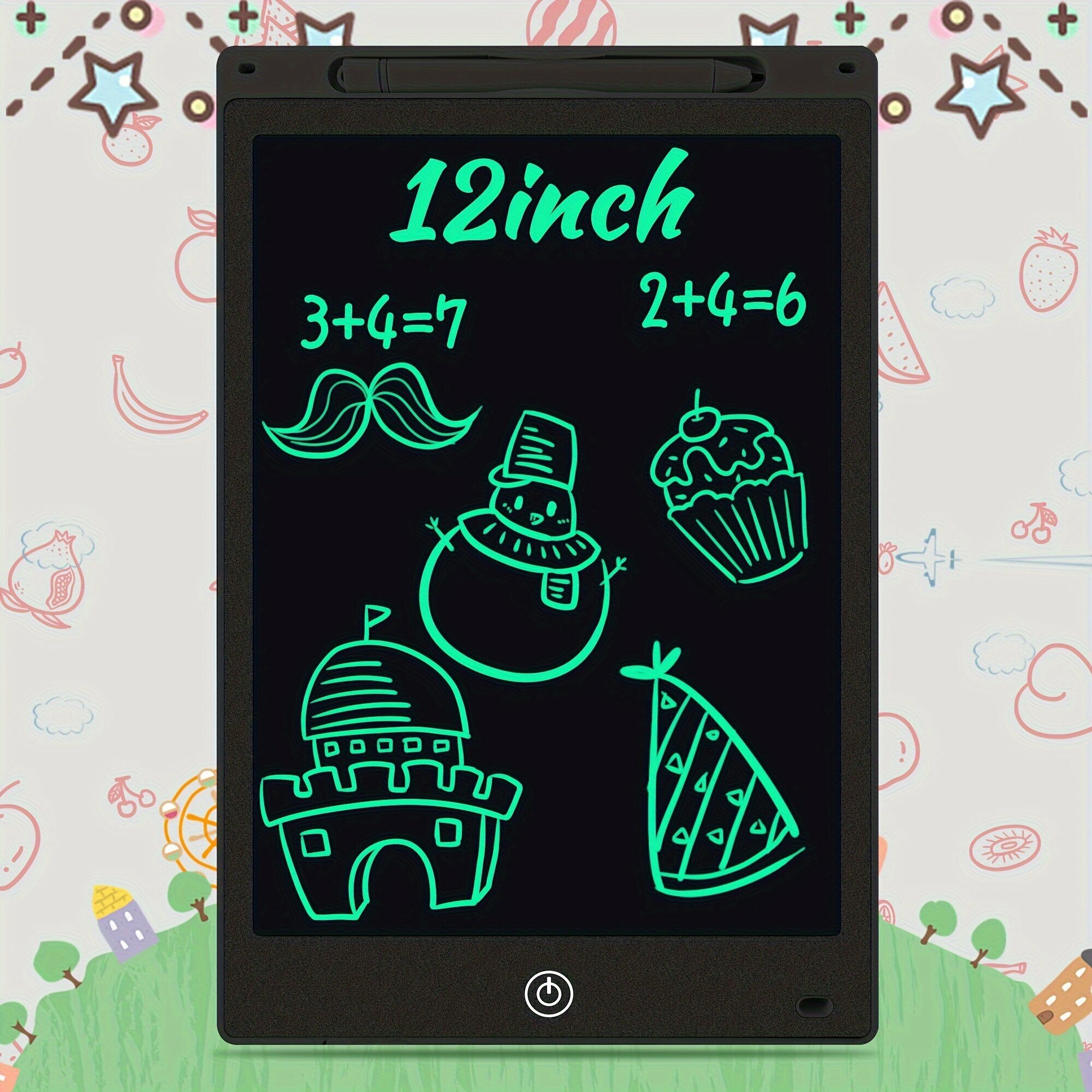 Детский LCD планшет для рисования, 12 дюймов, монохромный экран, черный, многоразовая электронная доска для письма, стираемая, развивающая игрушка для детей от 3 лет, идея подарка
