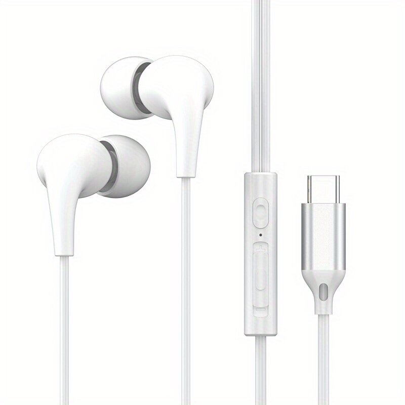 Проводные наушники с разъемами Type-C и 3,5 мм, HiFi-басы, стереозвук, регулировка громкости, микрофон, белый цвет, совместимы с Galaxy S25, S24, S23 Ultra и iPhone 16, 15 Pro Max