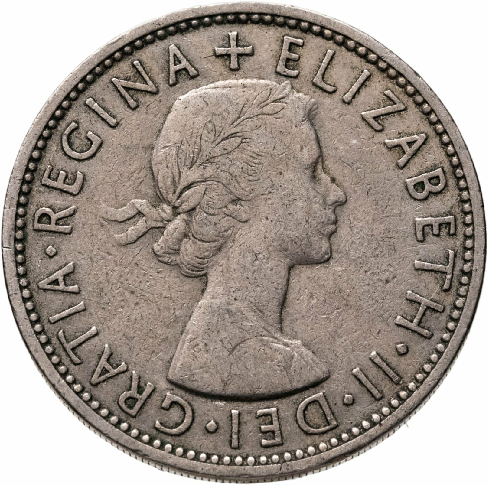 Великобритания 2 шиллинга флорин, shillings 1955, Мельхиор медь-никель, в сохранности VF-XF