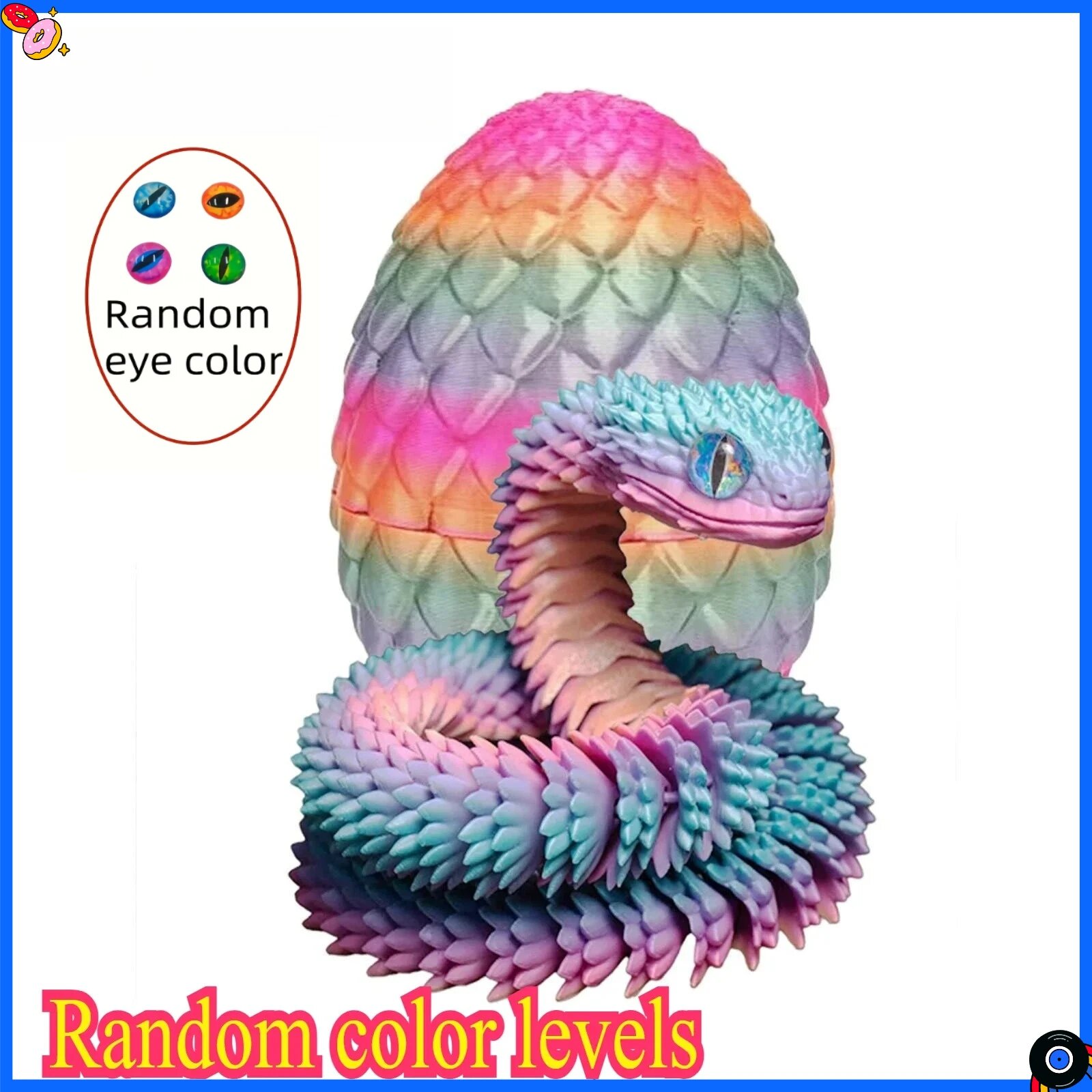 3D-печатная резиновая игрушка-антистресс змея в яйце Candy Rainbow01