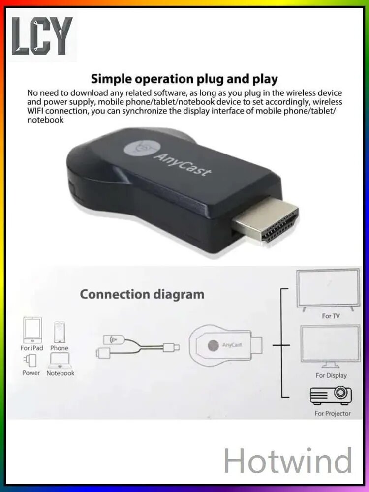 USB-концентратор Anycast, Черный, HDMI, Пластик, 1 м — фото 1