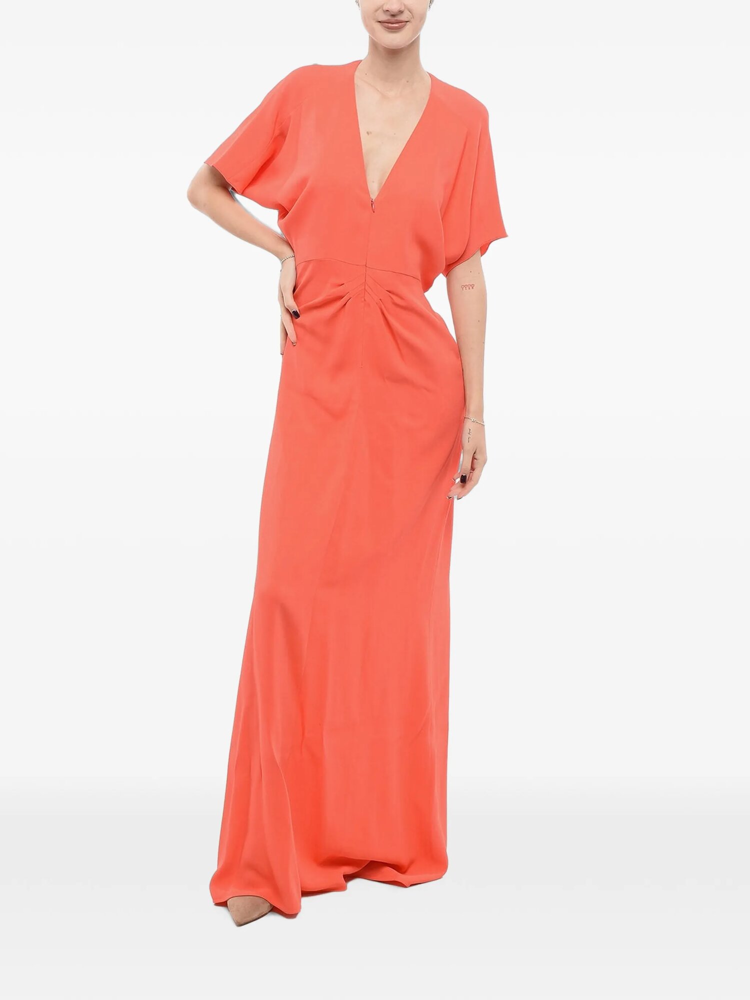 Платье V-neck butterfly-sleeve maxi dress