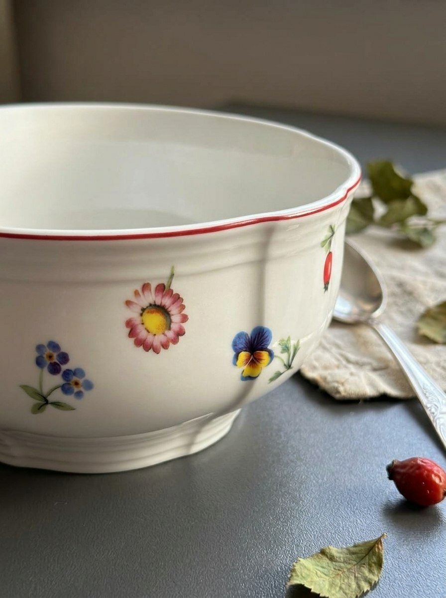 Суповая тарелка Petite Fleur 15 см - 580 мл, цветочный принт /молочная — фото 1