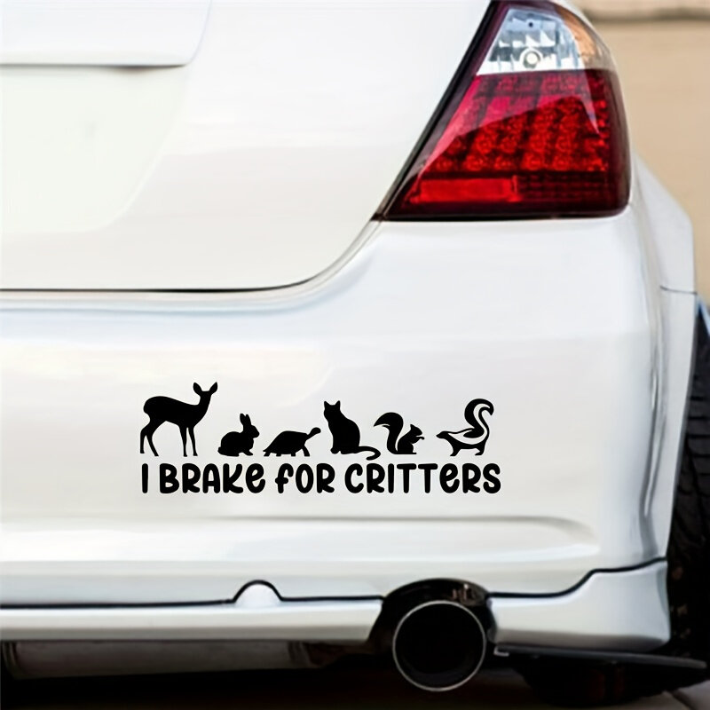 Виниловая наклейка "I Brake for Small Animals" — забавный глянцевый стикер для любителей животных, самоклеящийся, для заднего стекла автомобиля, одноразового использования, уникальная форма, цвет черный