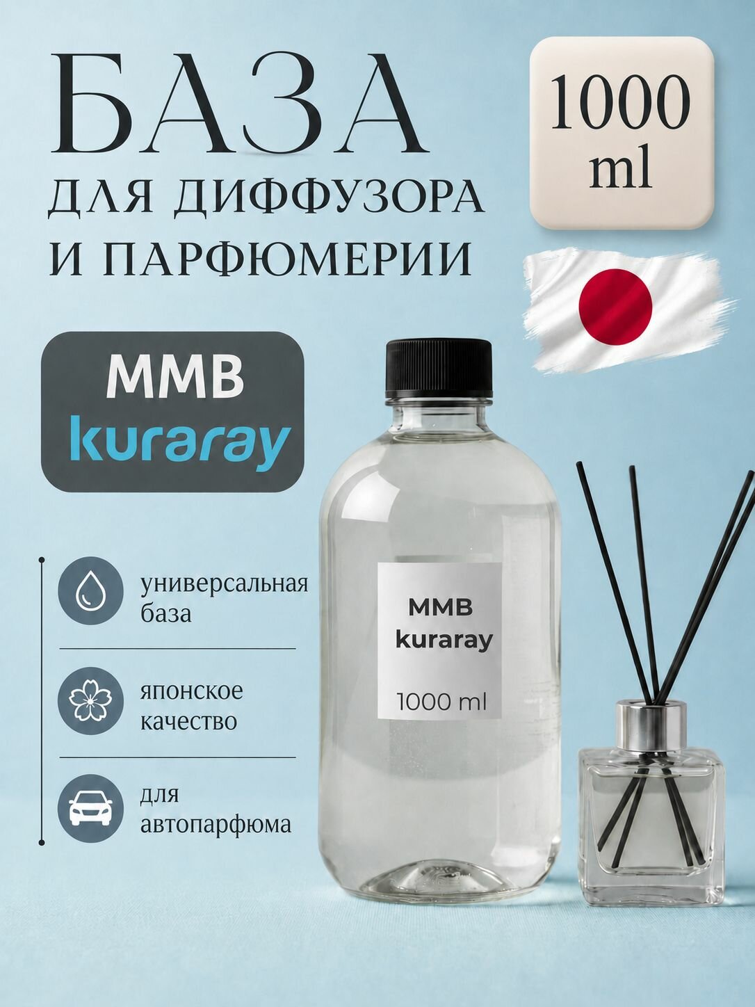 База основа для диффузора и духов 1000 мл MMB kuraray ММБ курарай для аромадиффузоров