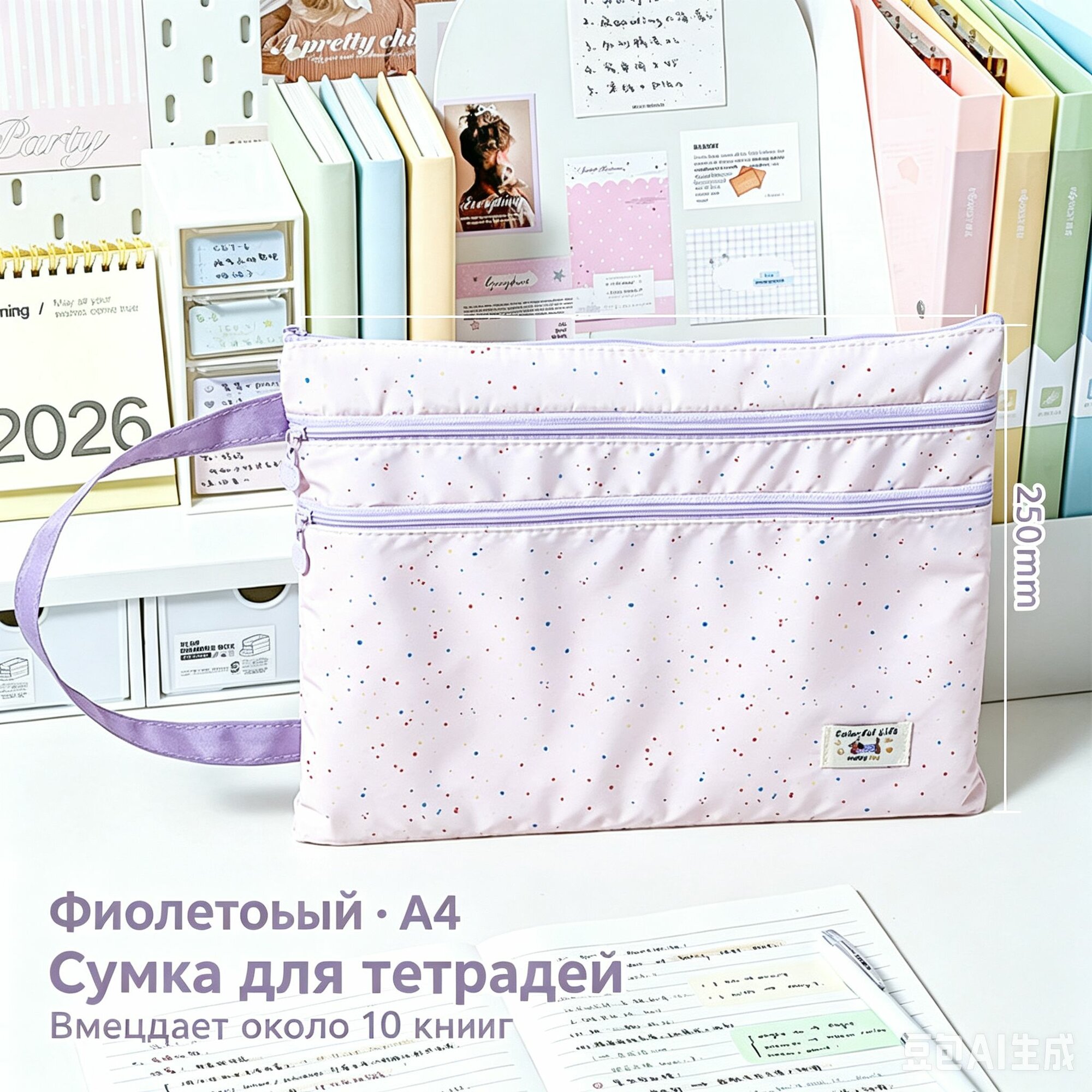 Папка-сумка формата A4, с двойной молнией, с отделениями для предметов, для тетрадей и тестов, для школьников
