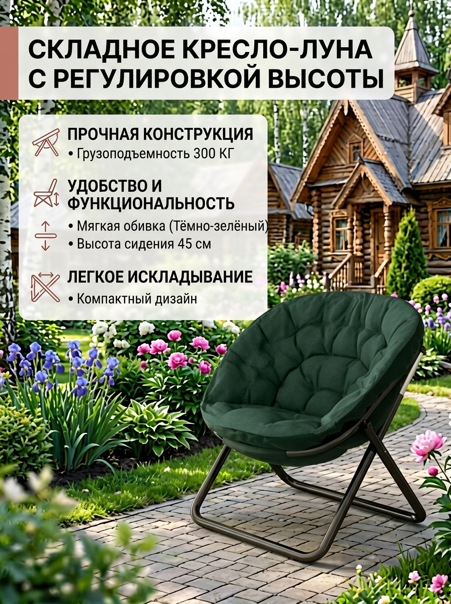 Диван раскладной, механизм Итальянская раскладушка, 63х45х78 см, зеленый