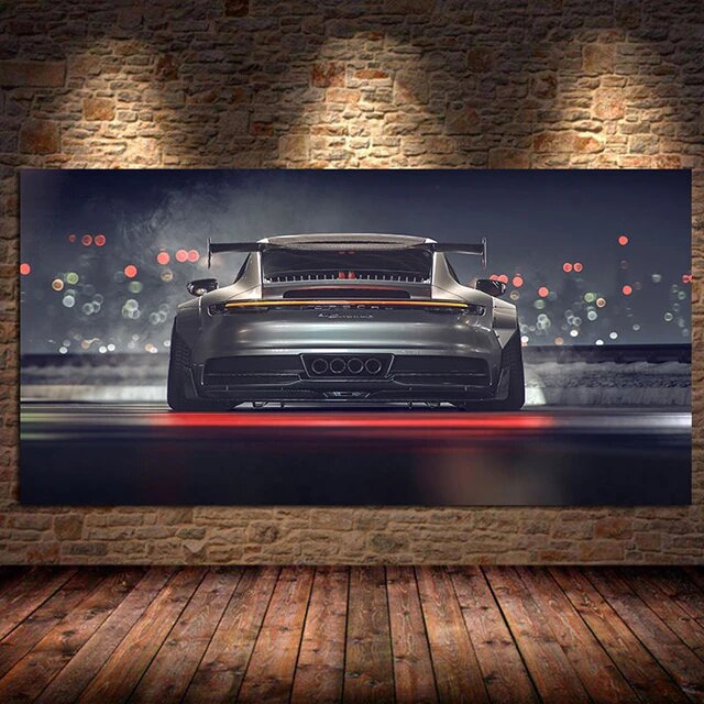 Картина на холсте GTR R34, черный, 20x40 см